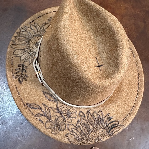 Accessories | Burned Felt Fedora Wide Brim Cowboy Hat | Poshmark